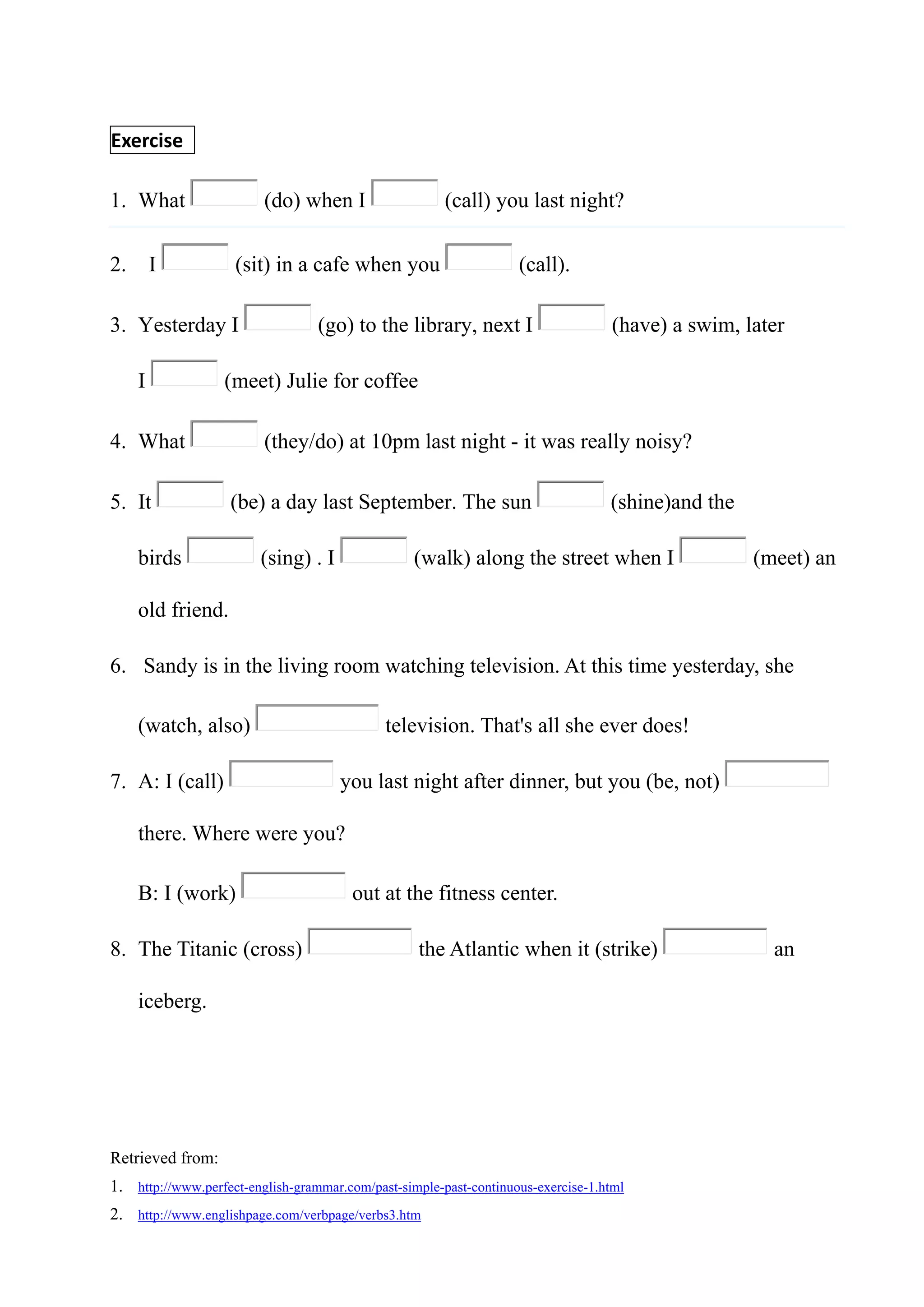 04 2 titanic sank past continuous tense past simple | PDF