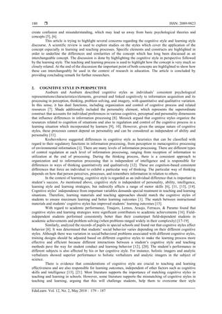Interchangeable Concept of Cognitive Styles and Learning Styles: a ...