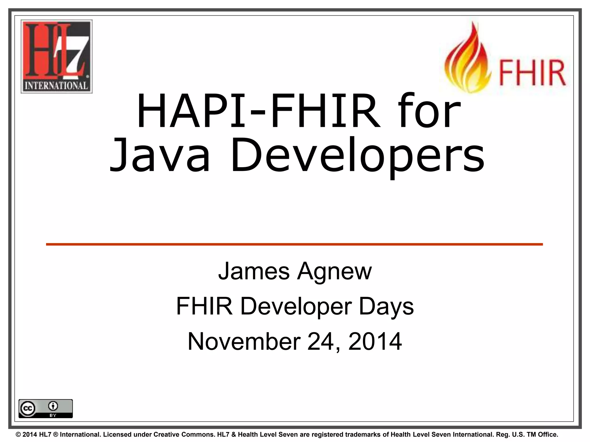 Fhir Api For Java Programmers By James Agnew Ppt