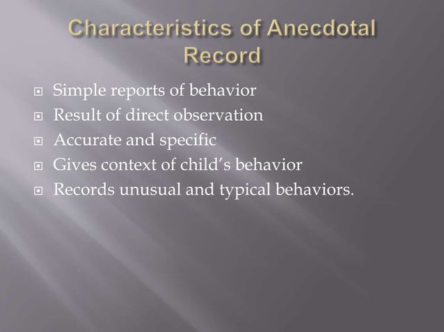 Anecdotal Record | PPTX | Education