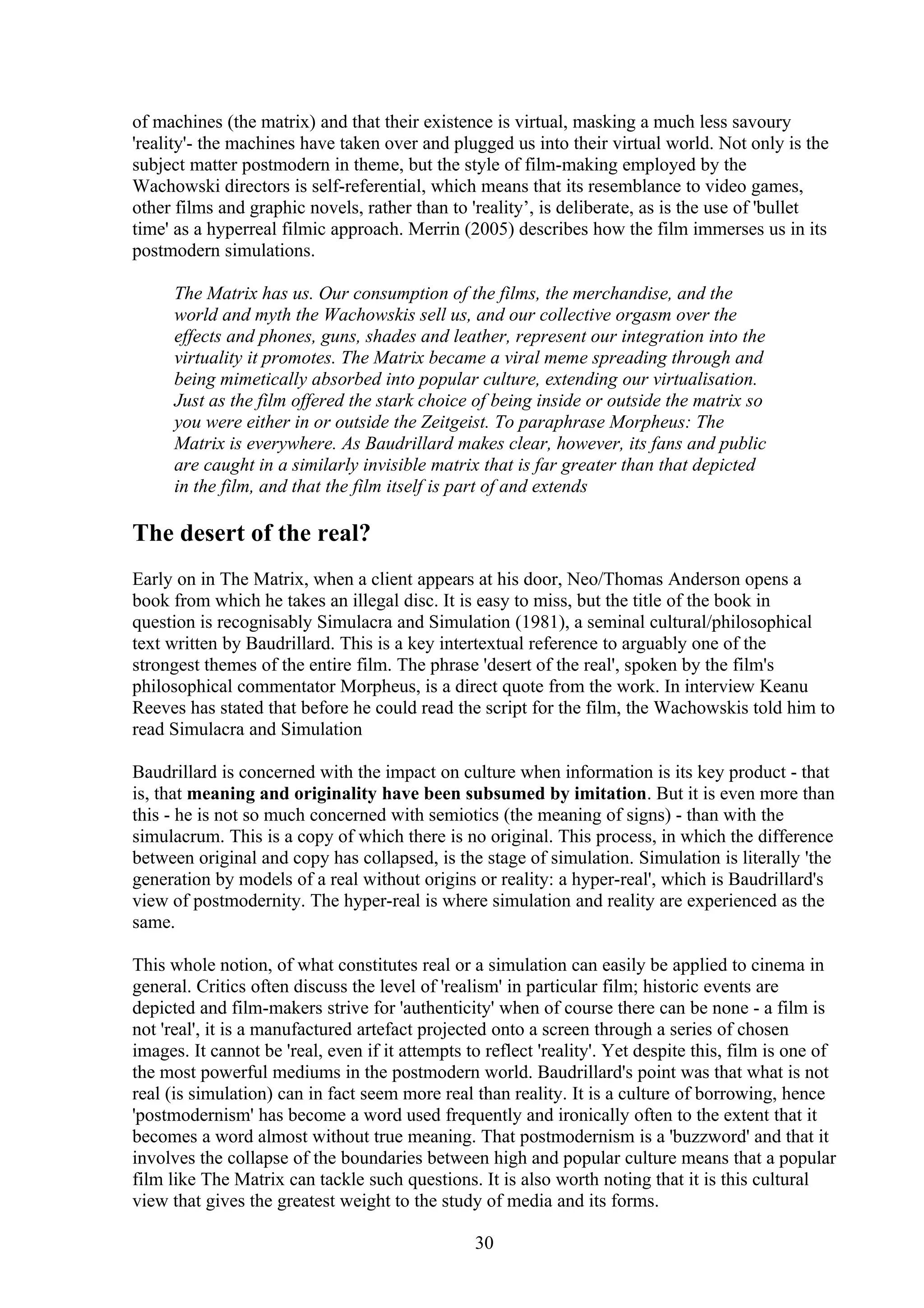 Baudrillard The Matrix and Blade Runner Simulation, Hyperreality and ...