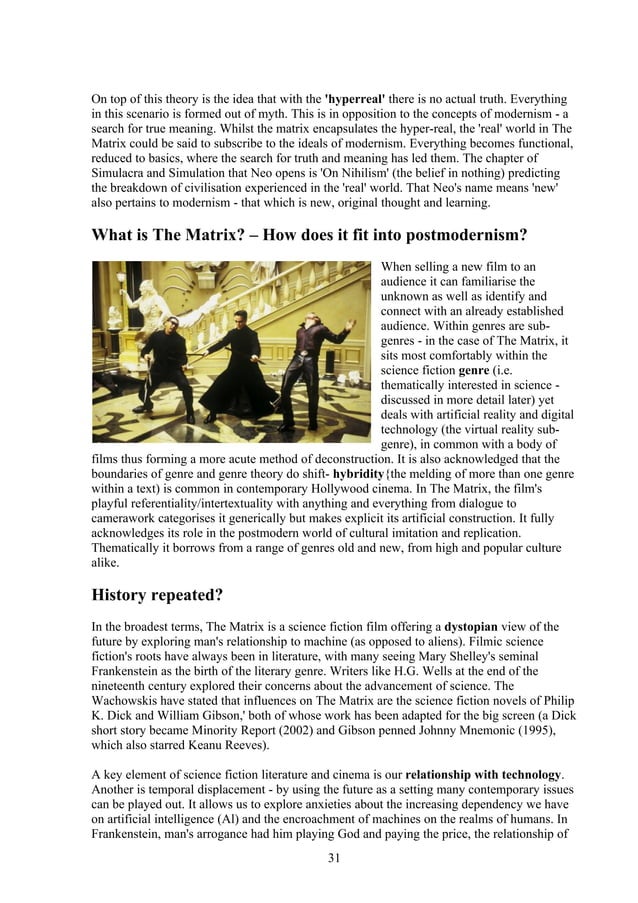 Baudrillard The Matrix and Blade Runner Simulation, Hyperreality and ...