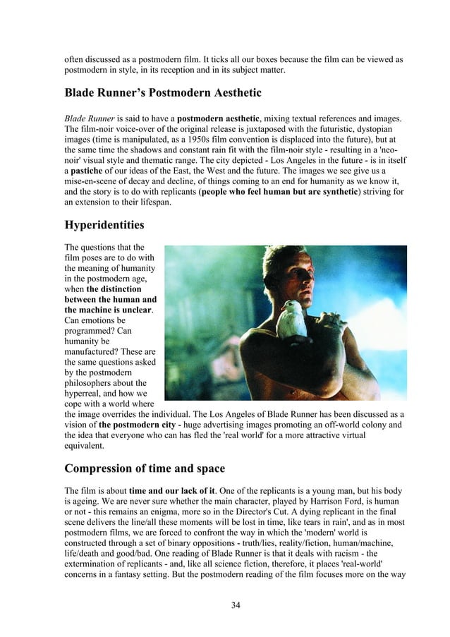 Baudrillard The Matrix and Blade Runner Simulation, Hyperreality and ...