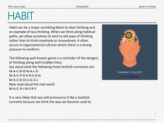 Blocks to Thinking | PPTX | Painting | Arts and Crafts