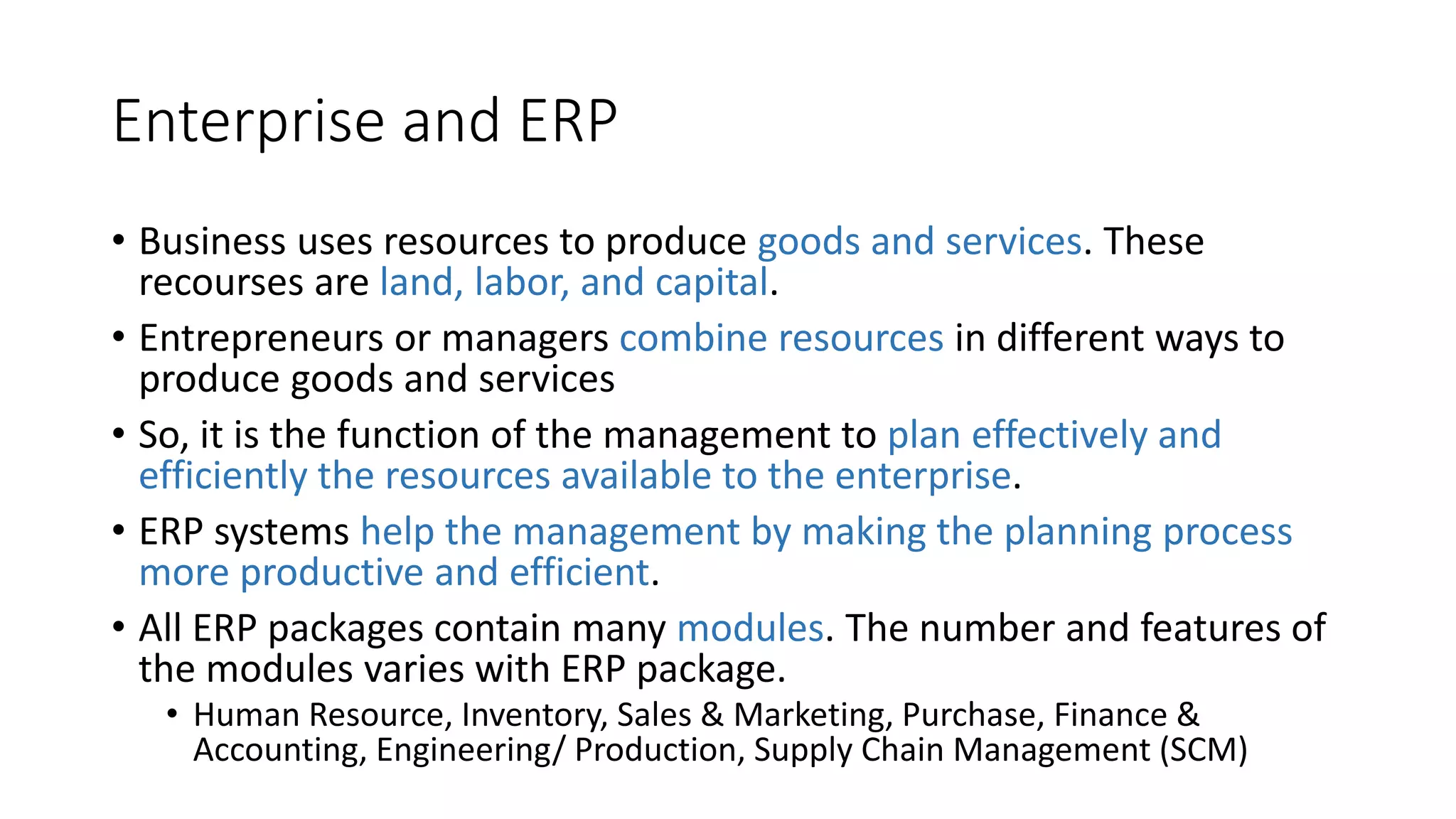ERP modules and business software package | PPTX