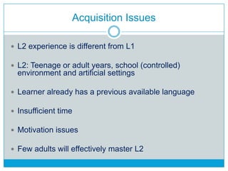 Second Language Acquisition: An Introduction | PPTX