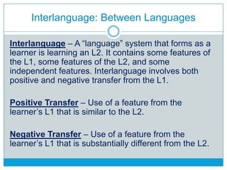 Second Language Acquisition: An Introduction | PPTX