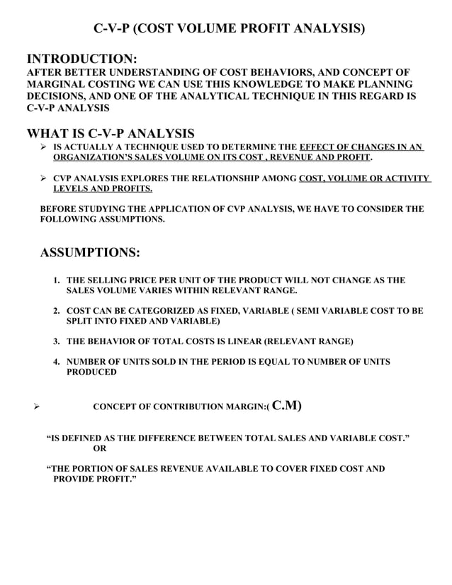 CVP analysis | PDF