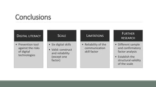 Development and Validation of a Digital Literacy Scale for Teenagers | PPT