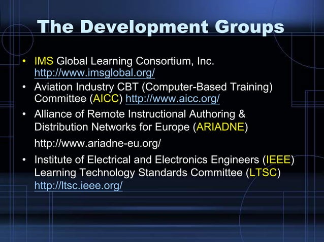 04 distance learning standards-scorm specification | PPTX | Education ...