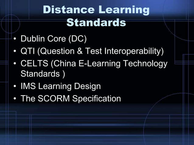 04 distance learning standards-scorm specification | PPTX | Education ...