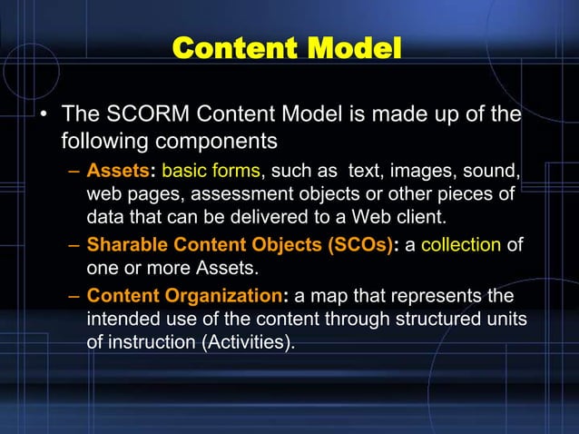 04 distance learning standards-scorm specification | PPTX | Education ...