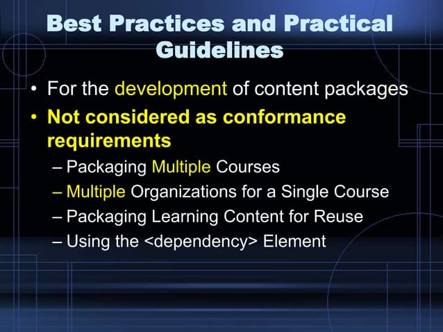 04 distance learning standards-scorm specification | PPTX | Education ...