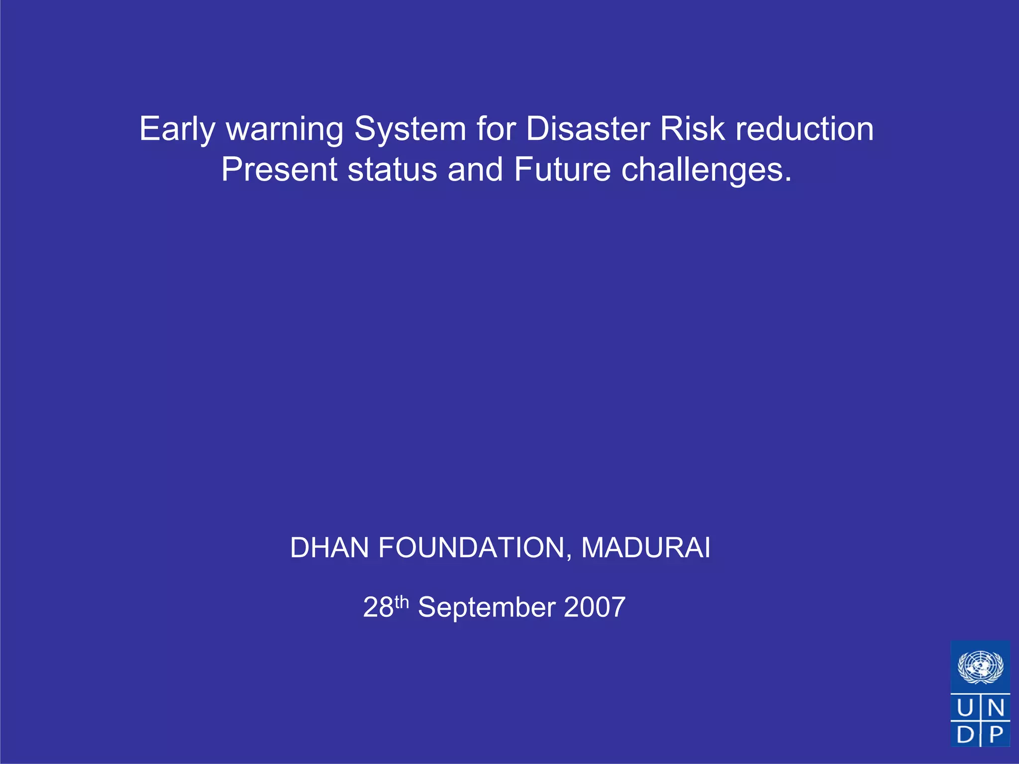 Early Warning Systems for Disaster Risk Reduction | PPT
