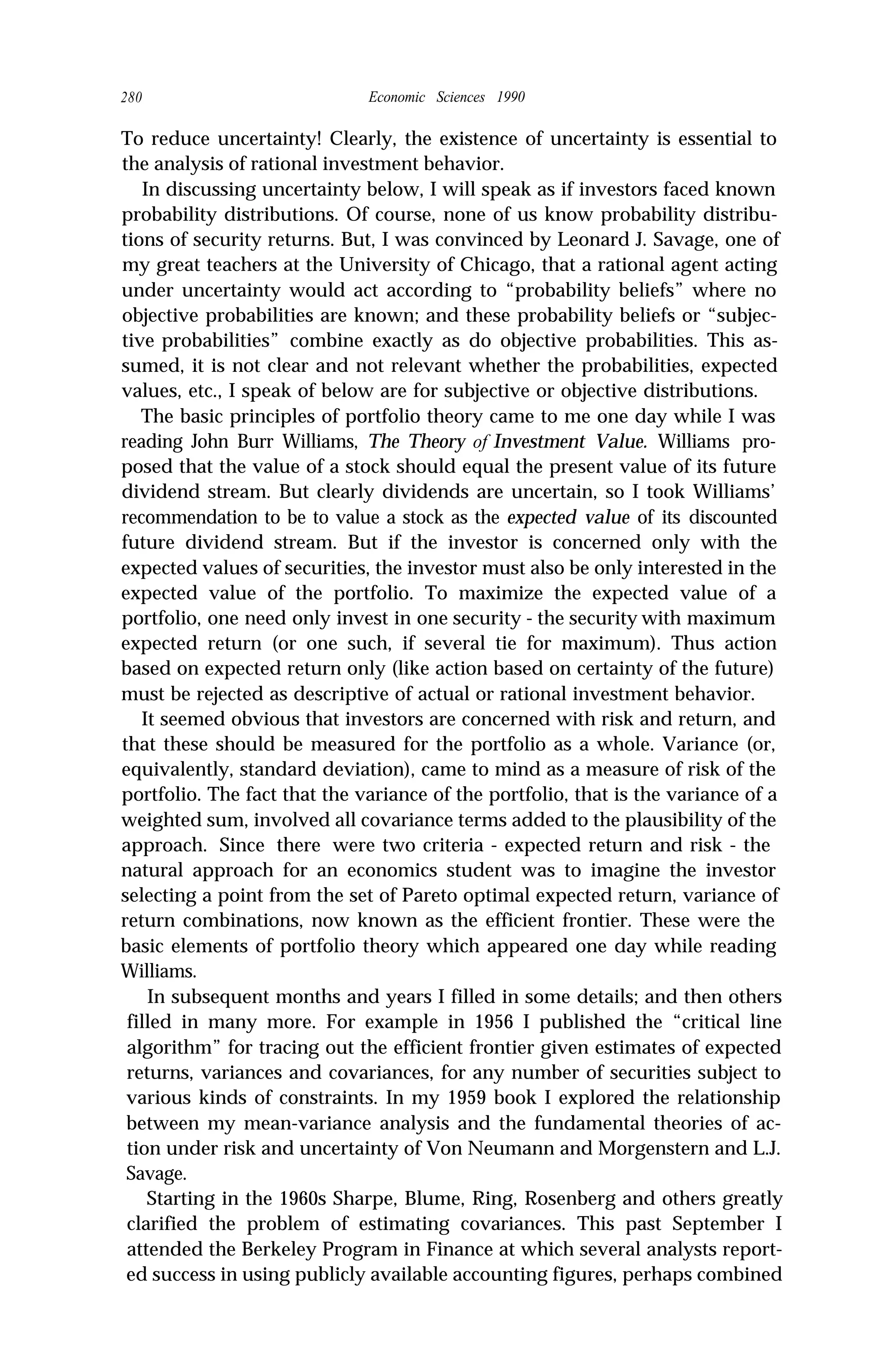 Foundations of Portfolio Theory | PDF