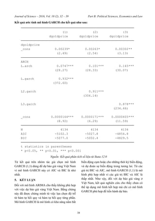 Dự báo giá vàng Việt Nam sử dụng mô hình GARCH | PDF