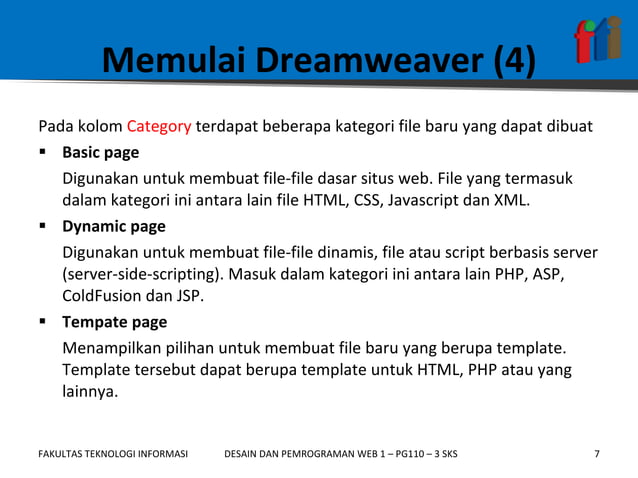 Pengenalan Macromedia Dreamweaver | PPT