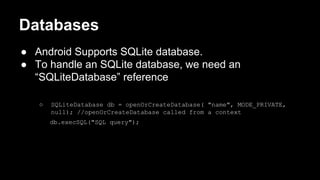 04 programmation mobile - android - (db, receivers, services...) | PPT
