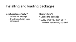 Data wrangling with dplyr | PPT