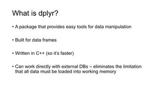 Data wrangling with dplyr | PPT