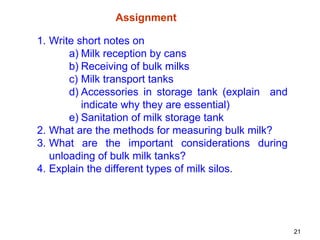 Receiving of milk in a dairy plant for processing | PPT