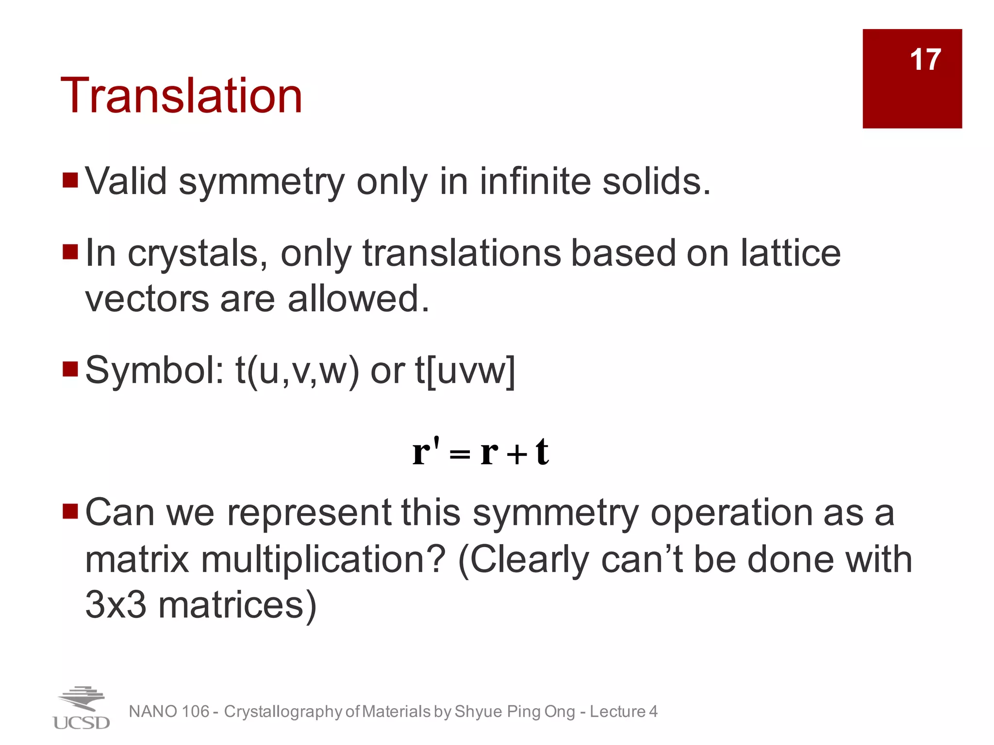 UCSD NANO106 - 04 - Symmetry in Crystallography | PDF