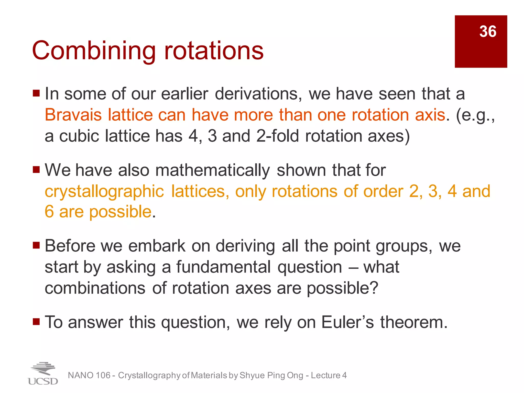 UCSD NANO106 - 04 - Symmetry in Crystallography | PDF