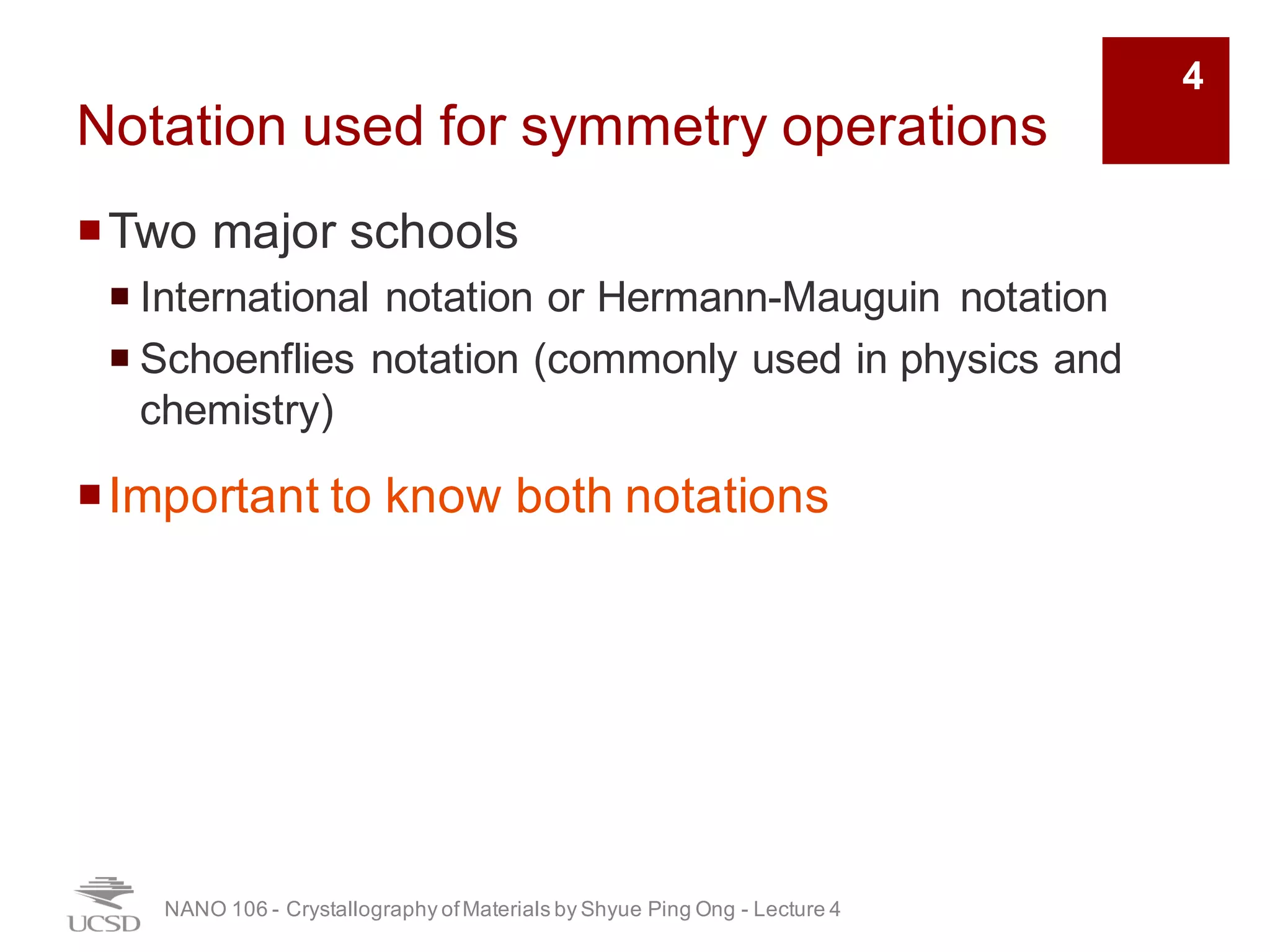 UCSD NANO106 - 04 - Symmetry in Crystallography | PDF