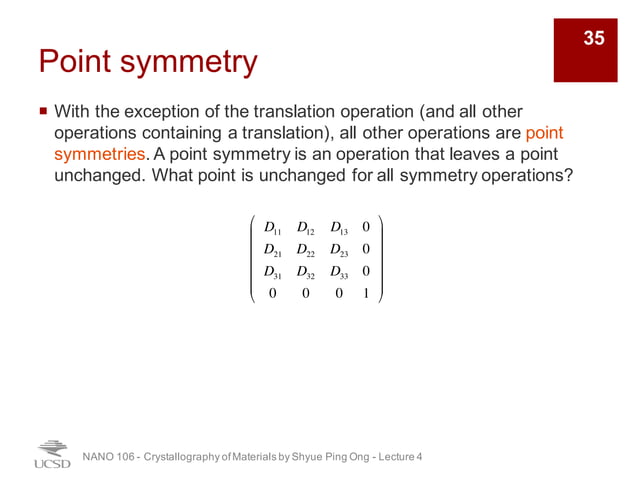 UCSD NANO106 - 04 - Symmetry in Crystallography | PDF