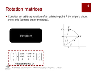 UCSD NANO106 - 04 - Symmetry in Crystallography | PDF
