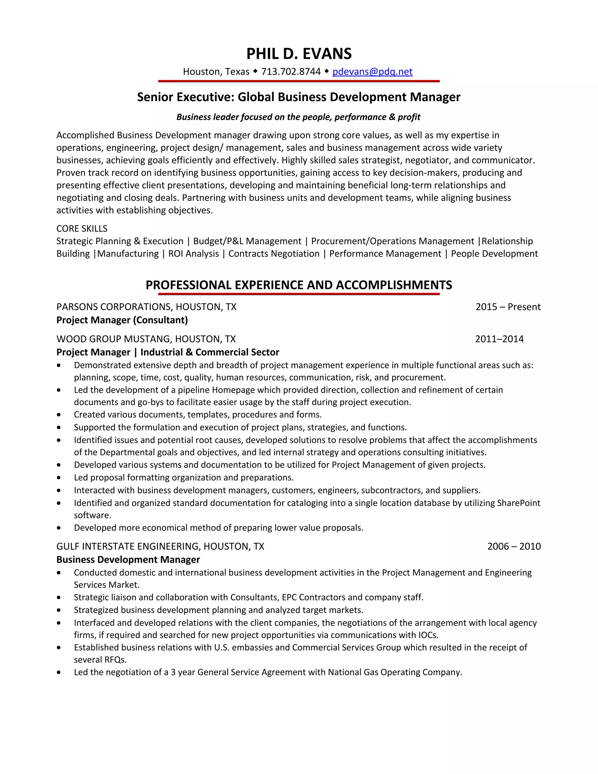 Phil Evans New Resume | DOC
