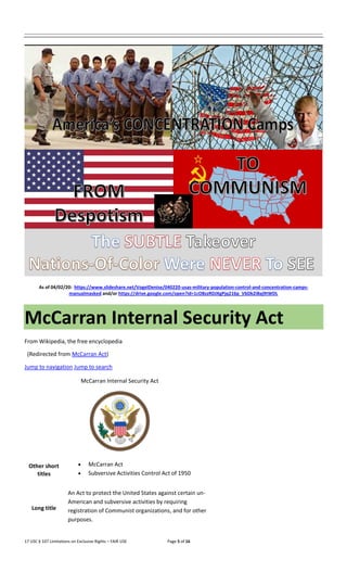 040220 King Alfred Plan & McCarran Act | PDF