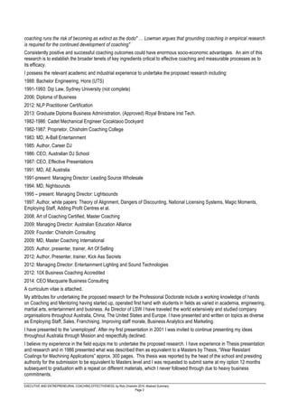 EXECUTIVE COACHING EFFECTIVENESS, by Rick Chisholm 2014, Abstract ...