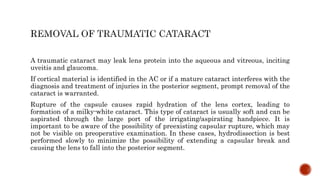 Topic : Retinal Conditions and Ocular Trauma | PPT
