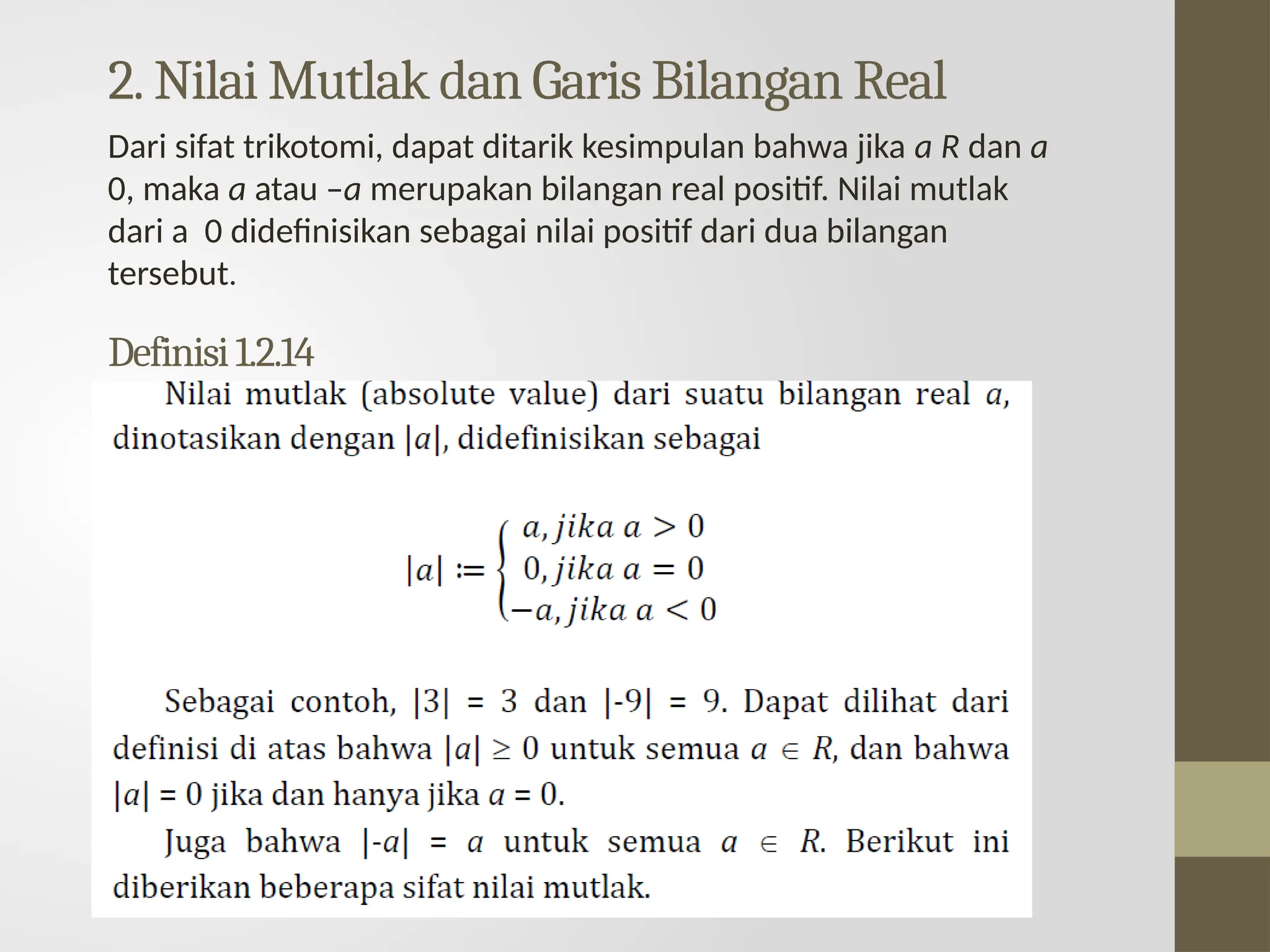 Sifat urutan dan kelengkapan pada bilangan real | PPTX