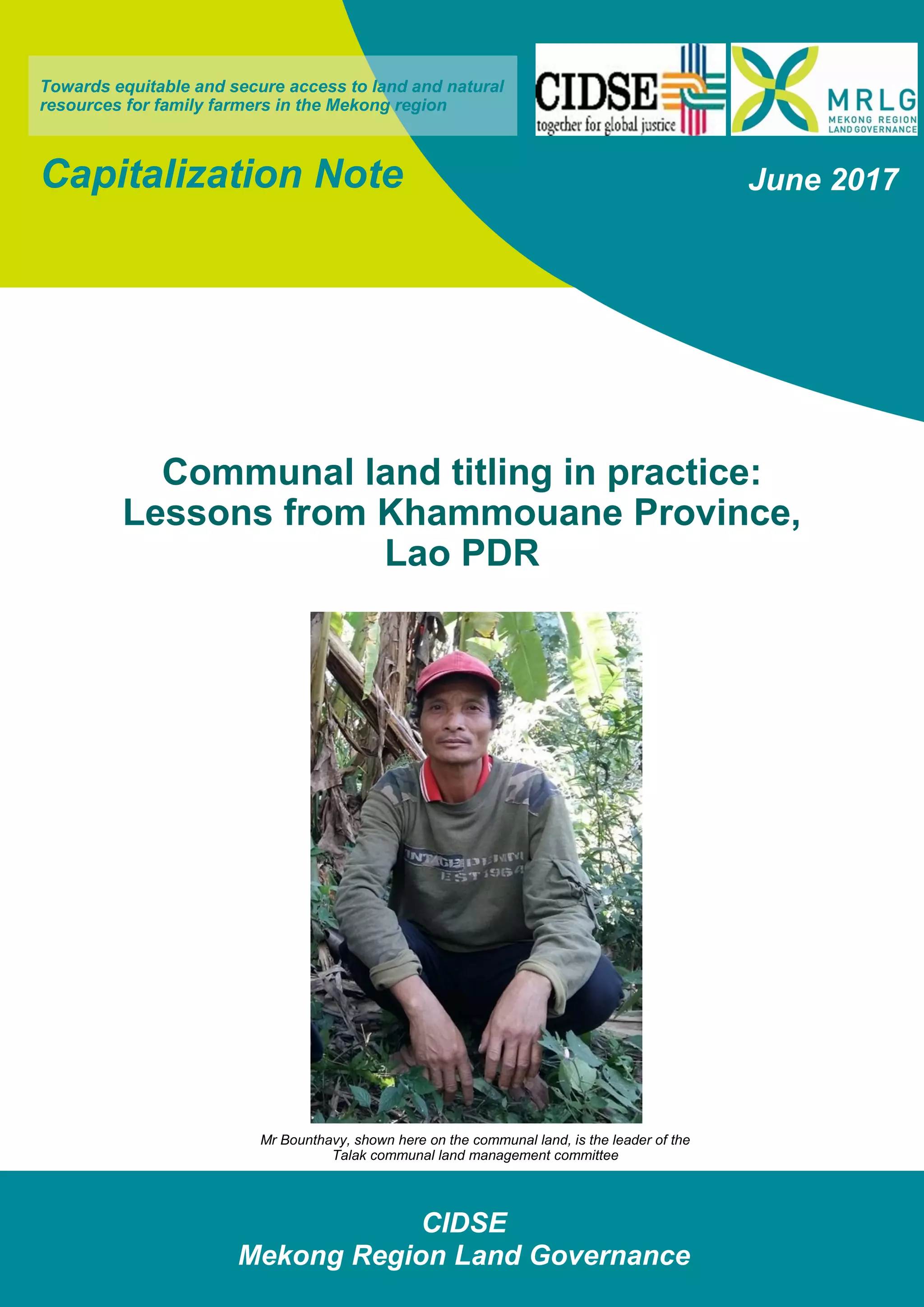 Communal land Titling in practice: Lessons from Khammouane Province ...
