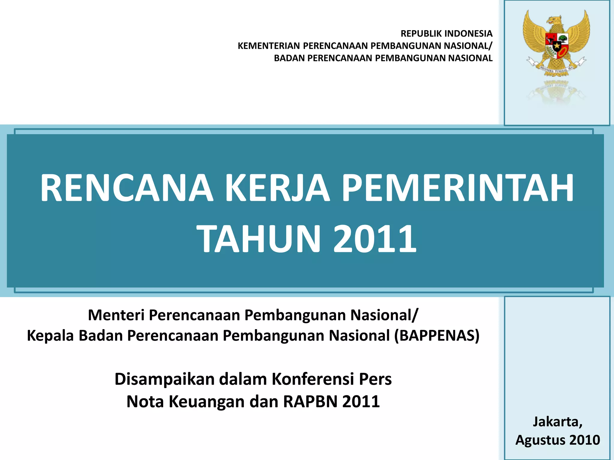 Rencana Kerja Pemerintah Tahun 2011 | PDF