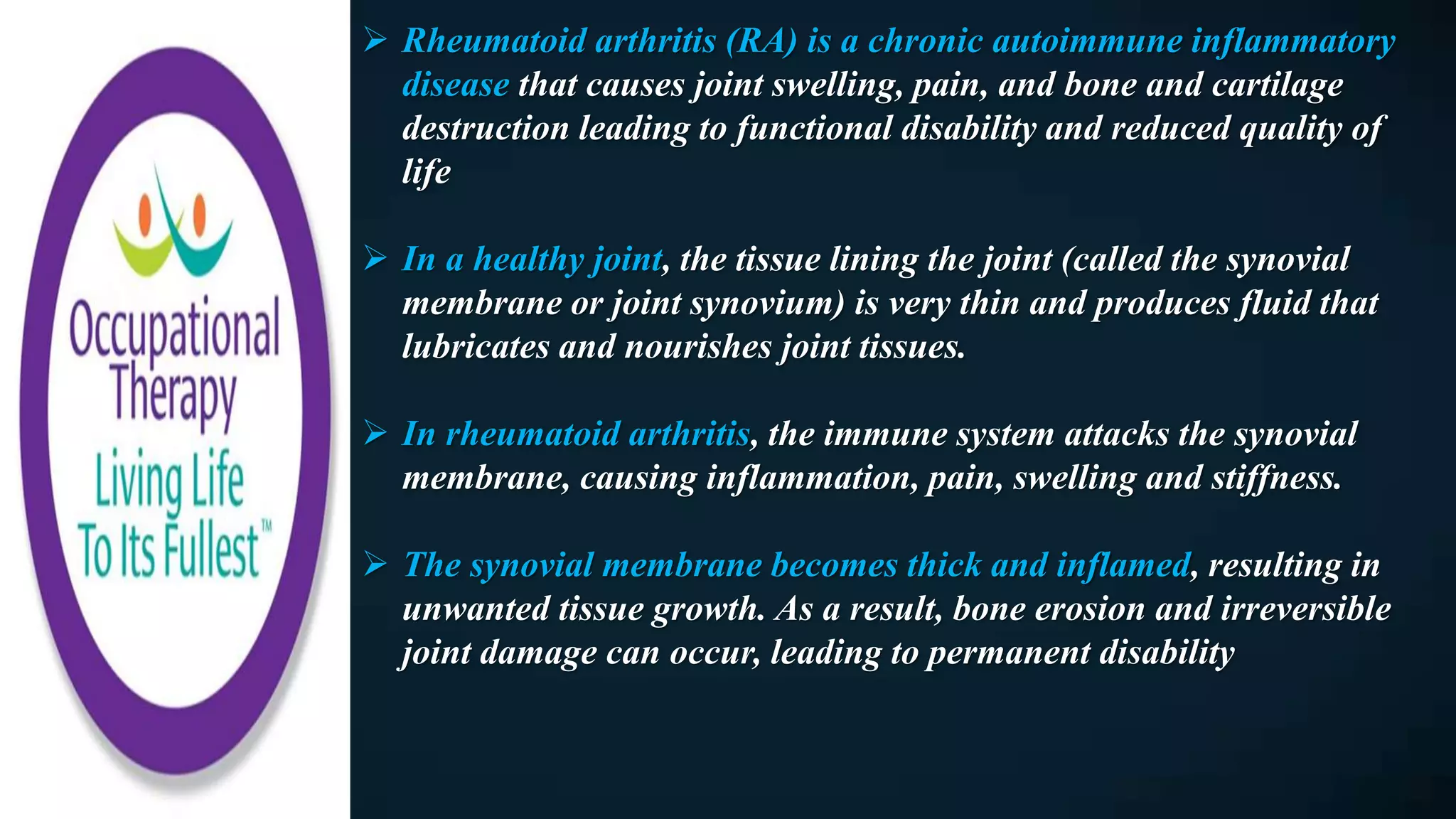 Occupational Therapy and Rheumatoid Arthritis | PPTX