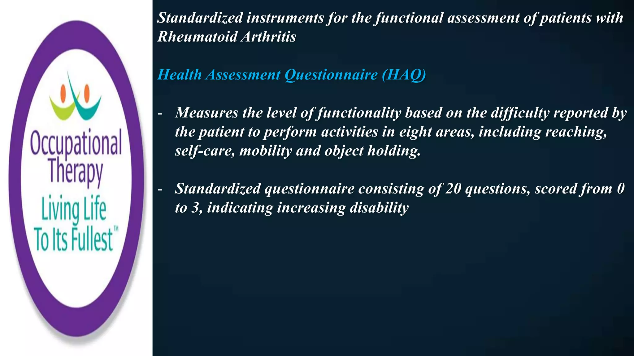 Occupational Therapy and Rheumatoid Arthritis | PPTX