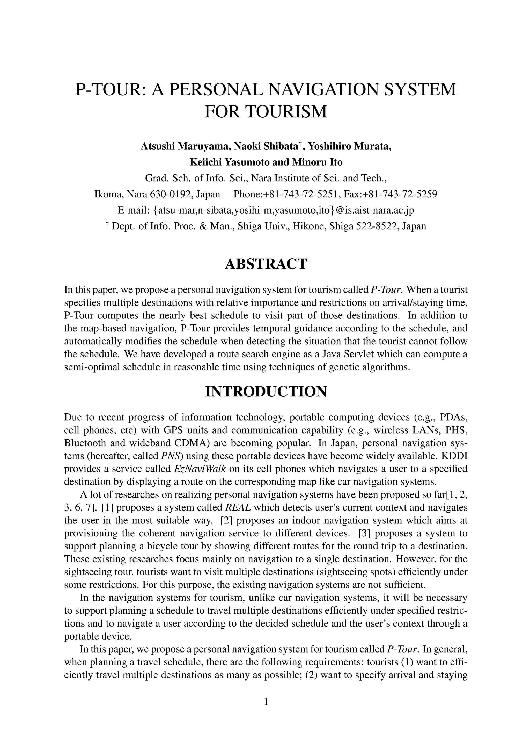 (Paper) P-Tour: A PERSONAL NAVIGATION SYSTEM FOR TOURISM | PDF
