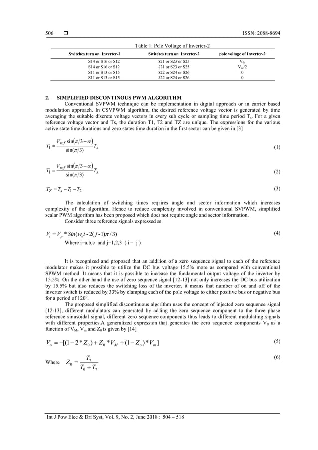 Level Shifted Discontinuous Pwm Algorithms To Minimize Common Mode Voltage For Cascaded