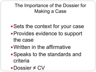 Building a Dossier Towards Tenure and Promotion | PPT