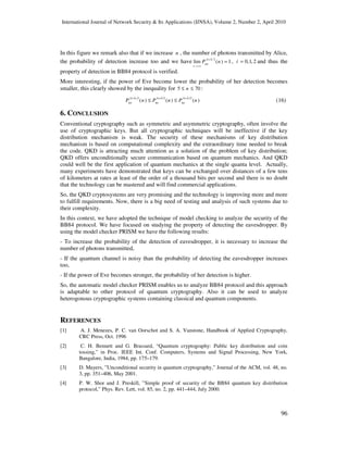 ANALYSIS OF THE SECURITY OF BB84 BY MODEL CHECKING | PDF