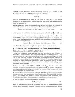 ANALYSIS OF THE SECURITY OF BB84 BY MODEL CHECKING | PDF