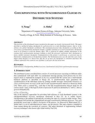 Checkpointing with Synchronized Clocks in Distributed Systems | PDF