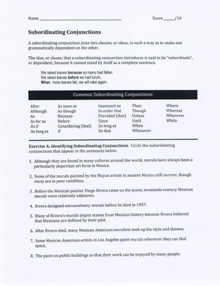 Subordinating and Coordinating Conjunctions practice | PDF