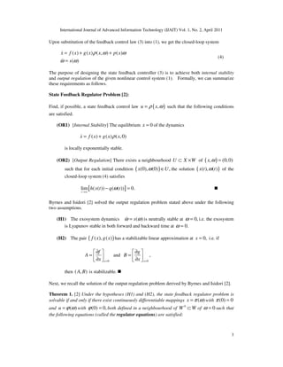 Output Regulation of SHIMIZU-MORIOKA Chaotic System by State Feedback Control | PDF