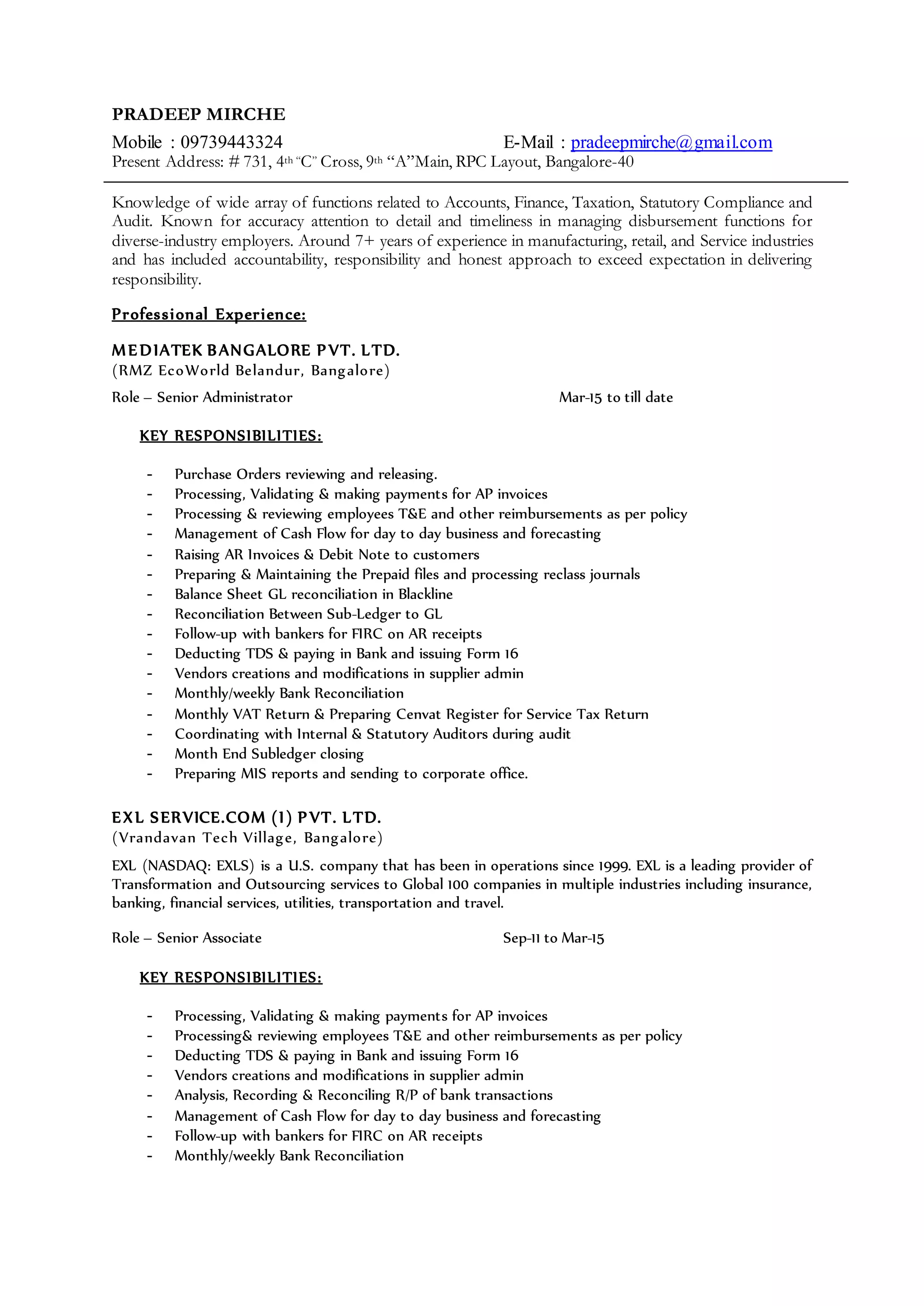 Pradeep Resume | PDF