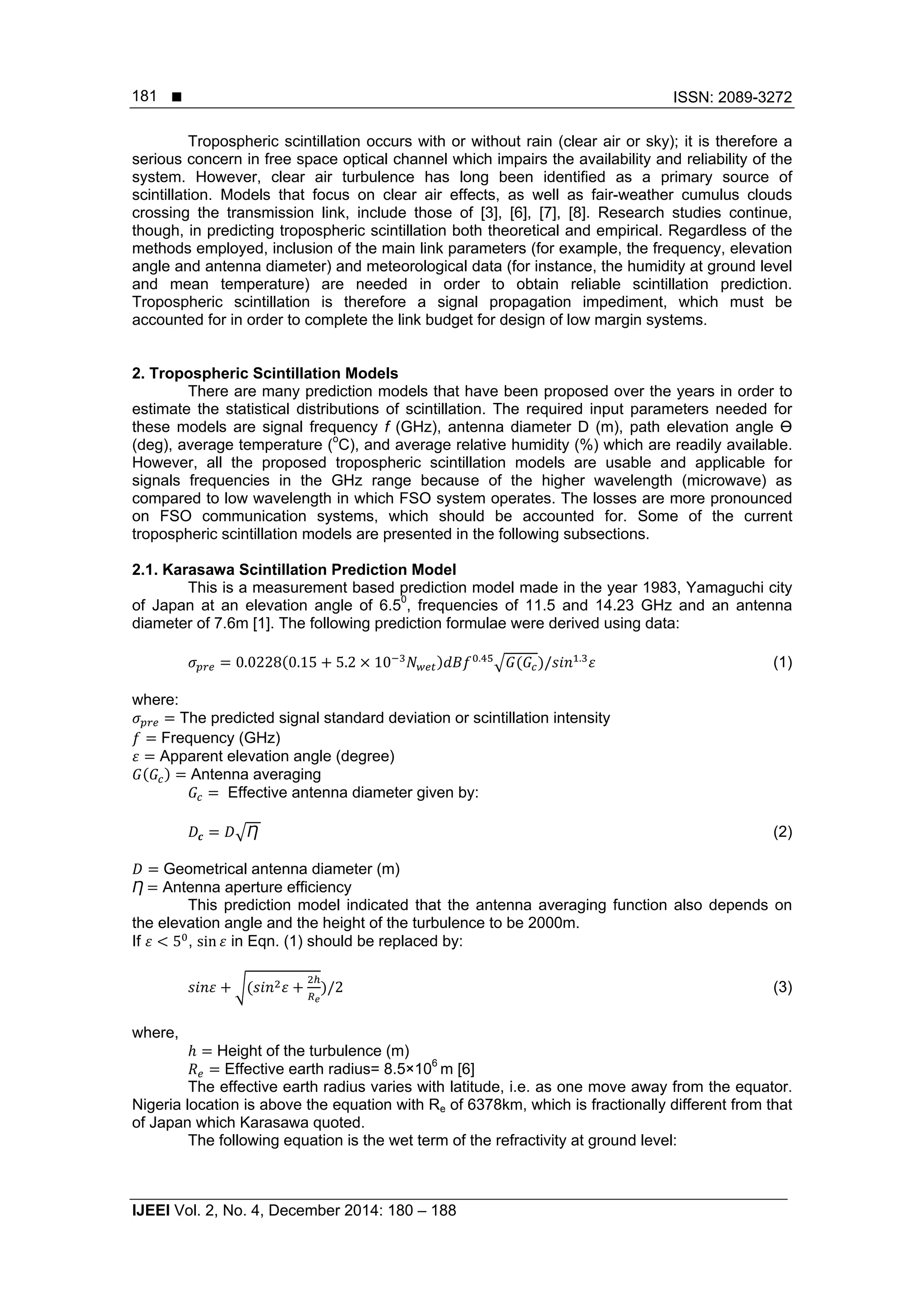 An Extended Tropospheric Scintillation Model for Free Space Optical ...