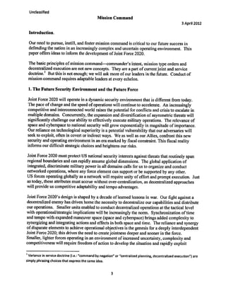 CJCS Mission Command White Paper 2012 | PDF